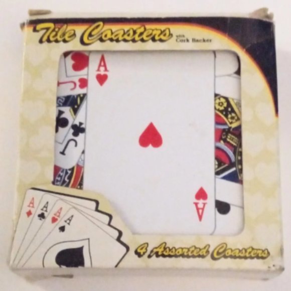 Accents | Boxed Set Of 4 Card Theme Coasters Great For Poker Night ...
